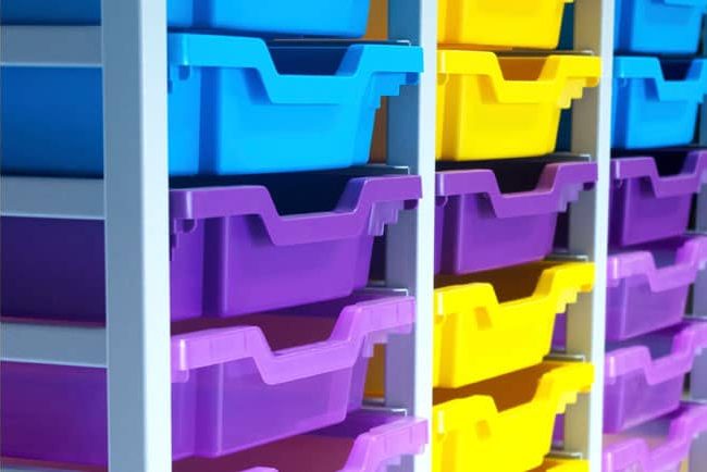 School tray storage for science laboratories